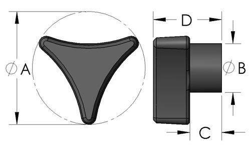 Item # 3P1 Sml. 3-Point Knobs, 3-Prong Knobs On Innovative Components