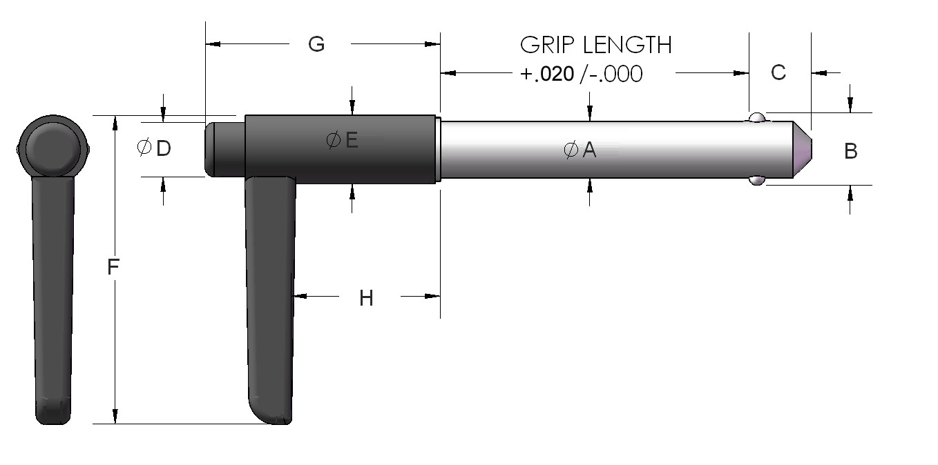 L-Handle Push Button Positive Locking Pins and L Handle Ball Lock Pins ...