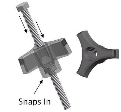 Item # RT5 Med. Snap-Lock 3-Arm Knobs, Large Royal 3-Prong Knobs On ...